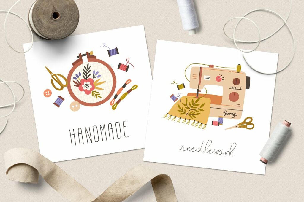 Embroidery Set And Card Template – MasterBundles