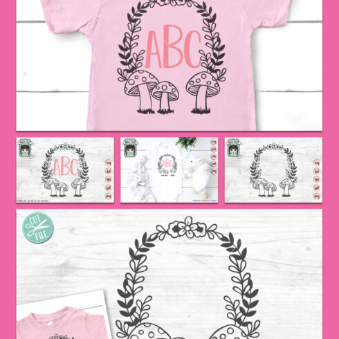 Mushroom SVG File, Woodland Wreath SVG, Monogram Frame SVG | Master Bundles