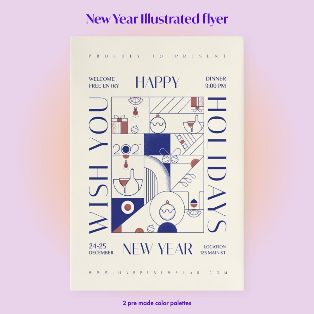 New Year Illustrated Flyer – MasterBundles