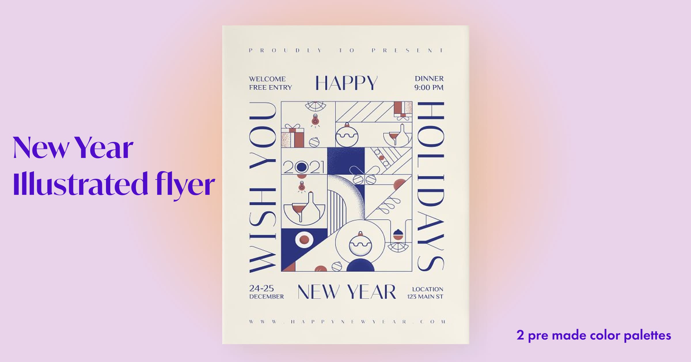 New Year Illustrated Flyer – MasterBundles