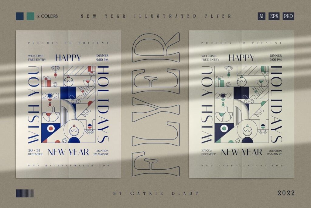 New Year Illustrated Flyer – MasterBundles
