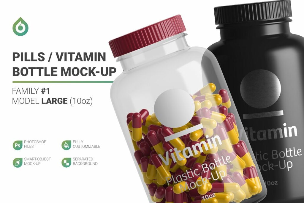 Vitamins Bottle Mockup PSD – MasterBundles