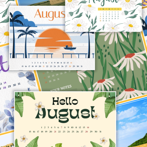 10 Free Editable August Calendars | Master Bundles