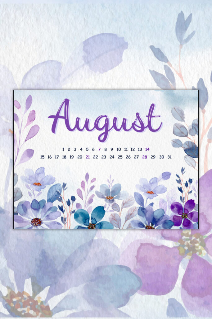Fully Editble Free August Calendar – MasterBundles
