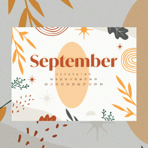 Free Printable Vector Leaves September Editable Calendar | Master Bundles