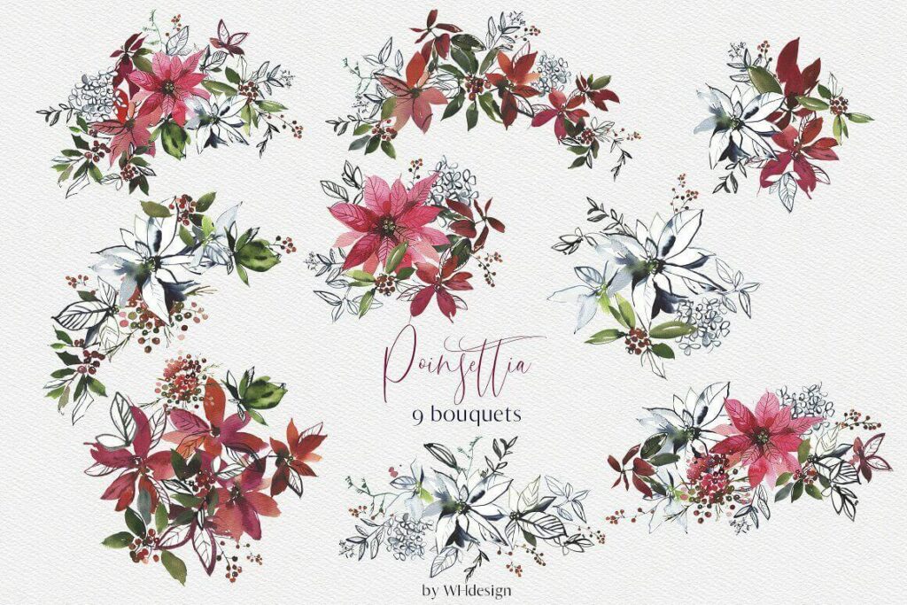 Christmas Poinsettia Clipart – MasterBundles