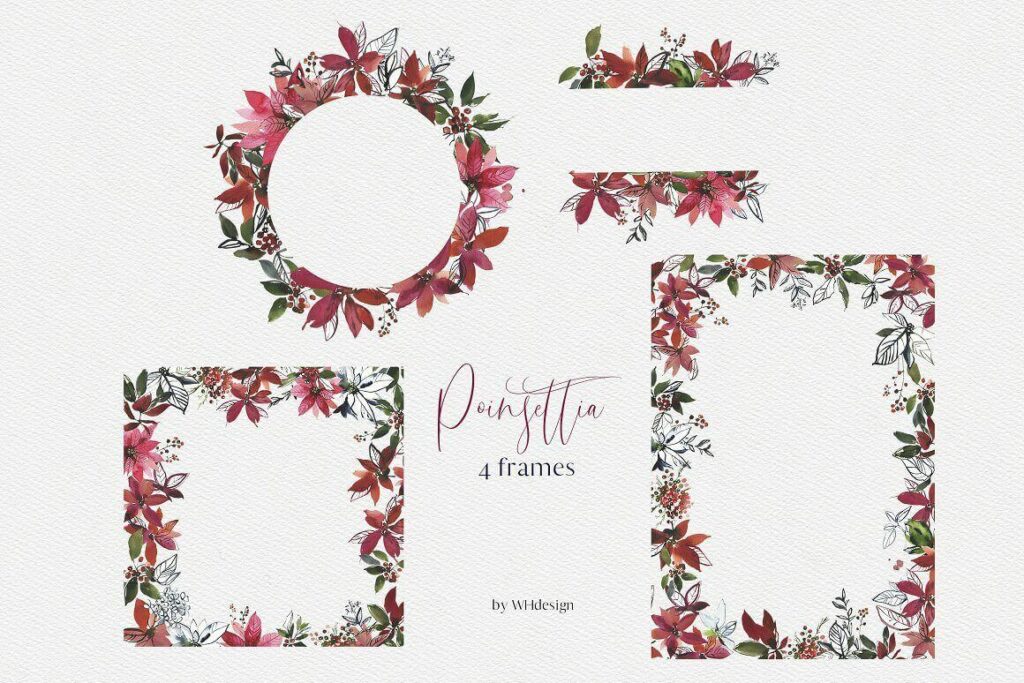 Christmas Poinsettia Clipart – MasterBundles