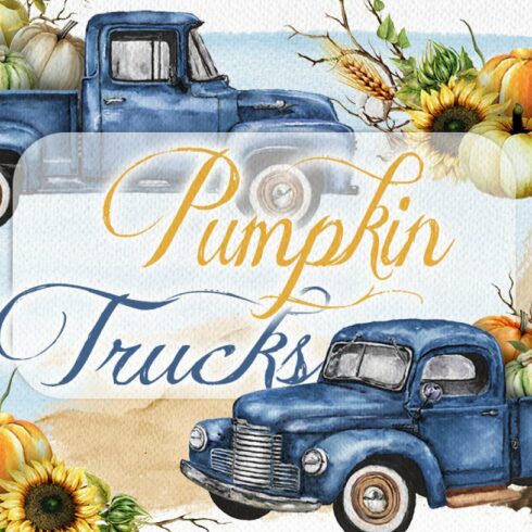 Pumpkin Truck Watercolor Clip Art | Master Bundles