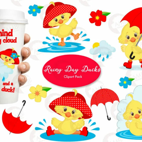 Rainy Day Ducks Clipart Pack | Master Bundles