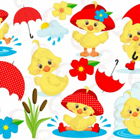 Rainy Day Ducks Clipart Pack | Master Bundles