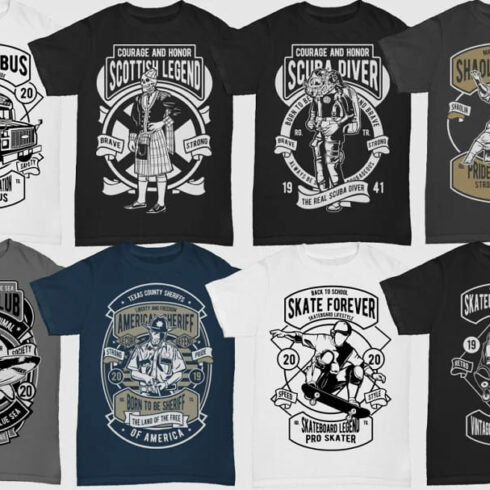 250 Retro T-shirt Designs Bundle #4 | Master Bundles