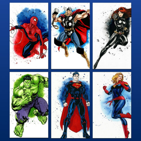 Set Of 9 Superheroes Watercolor Print Poster – MasterBundles