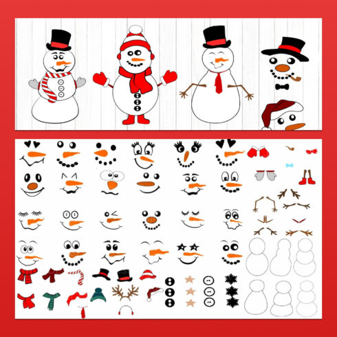 Snowman Face SVG Bundle Accesories Christmas Snowman SVG – MasterBundles