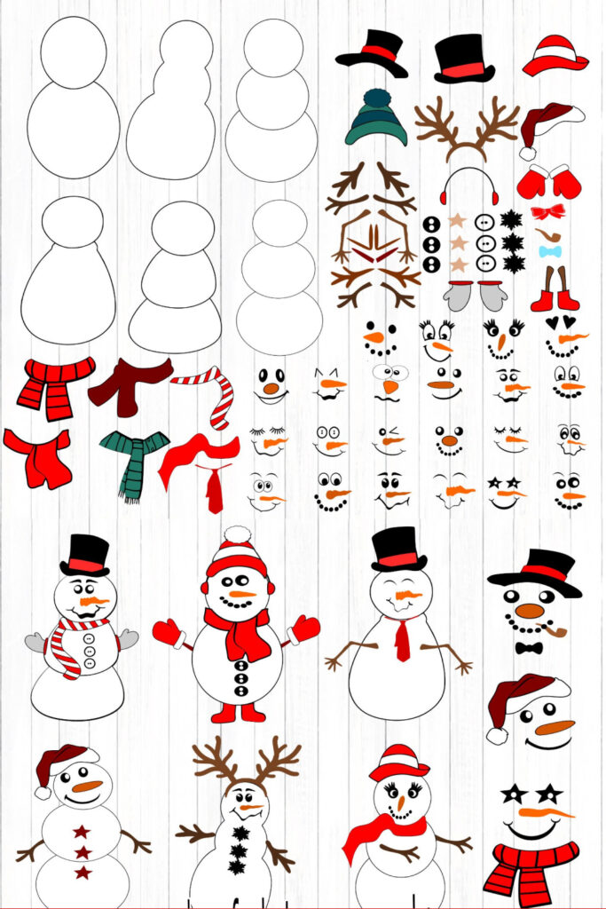 Snowman Face SVG Bundle Accesories Christmas Snowman SVG – MasterBundles