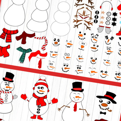 Snowman Face SVG Bundle Accesories Christmas Snowman SVG | MasterBundles