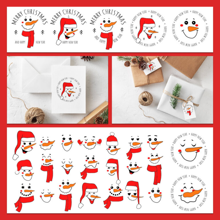 Snowman Faces SVG – MasterBundles