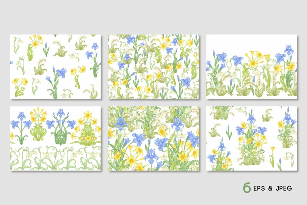 6 Spring Flowers Seamless Patterns – MasterBundles