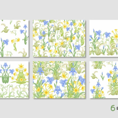 6 Spring Flowers Seamless Patterns | Master Bundles
