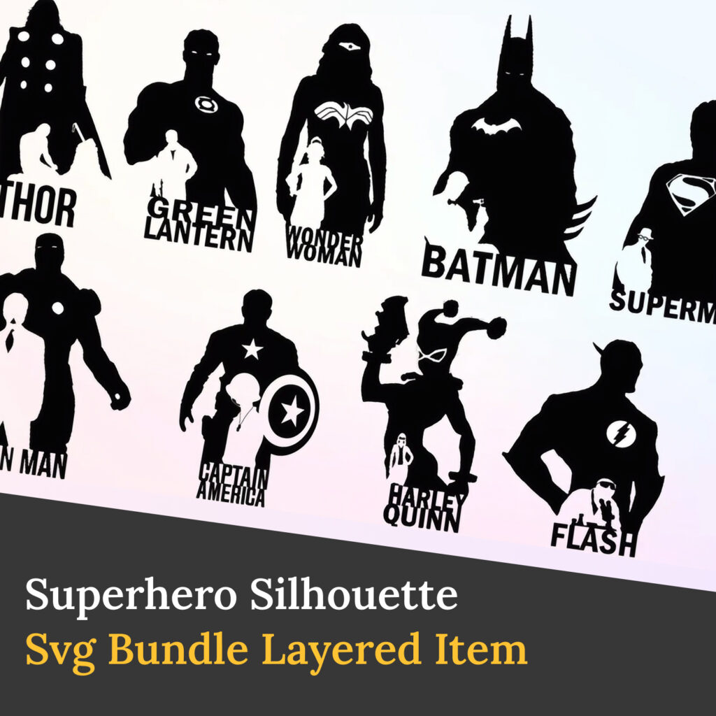 Superhero Silhouette Svg Bundle Layered Object, Superhero Vector ...