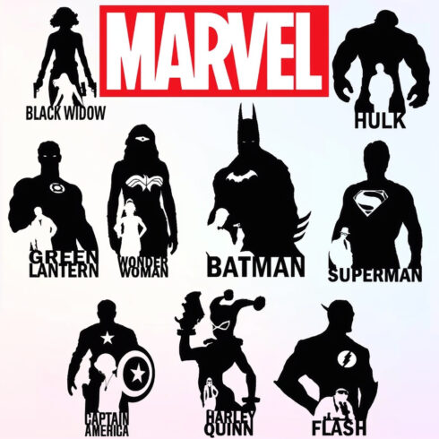 Superhero Silhouette Svg Bundle Layered Object, Superhero Vector ...