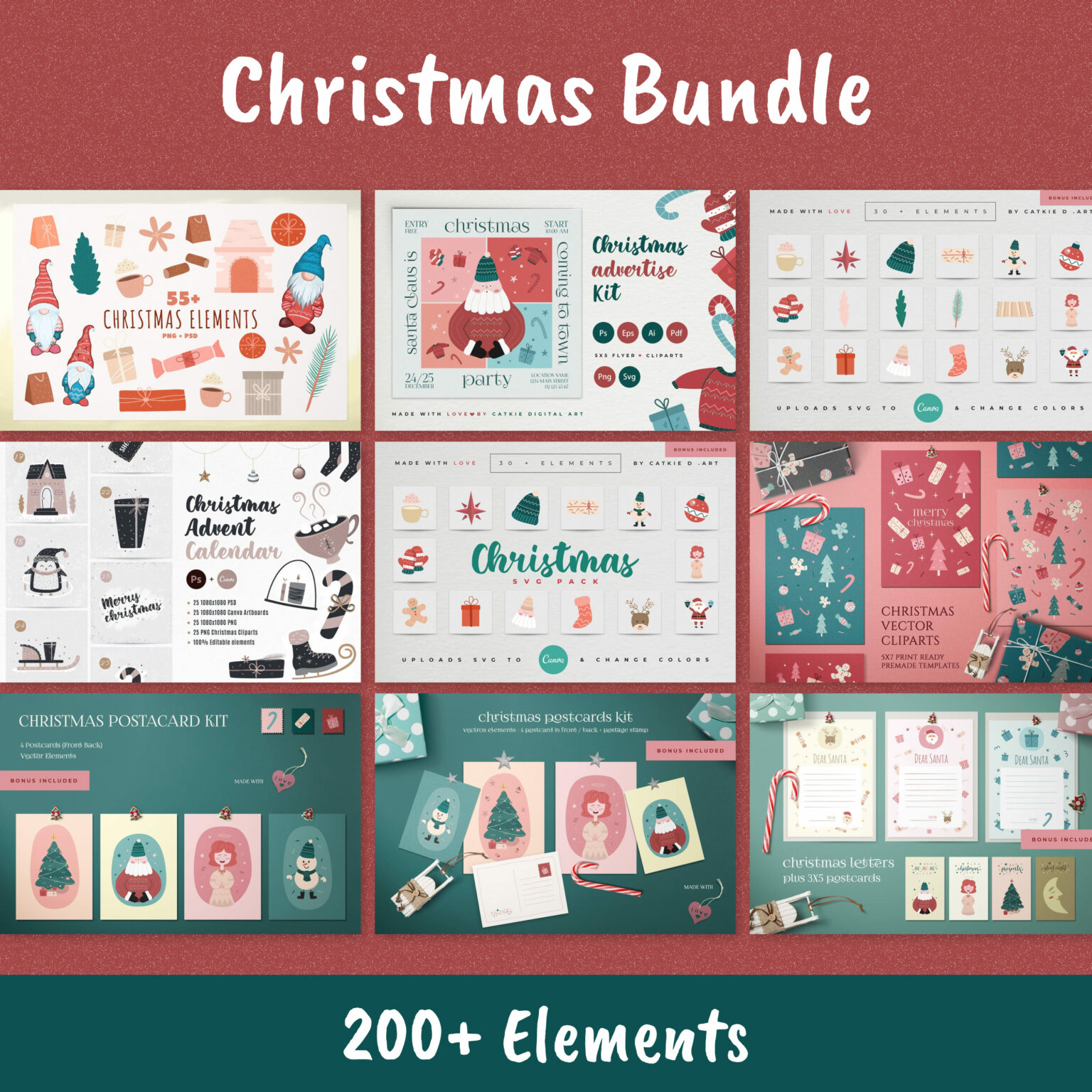 Christmas Clipart Vector And PNG Kit – MasterBundles