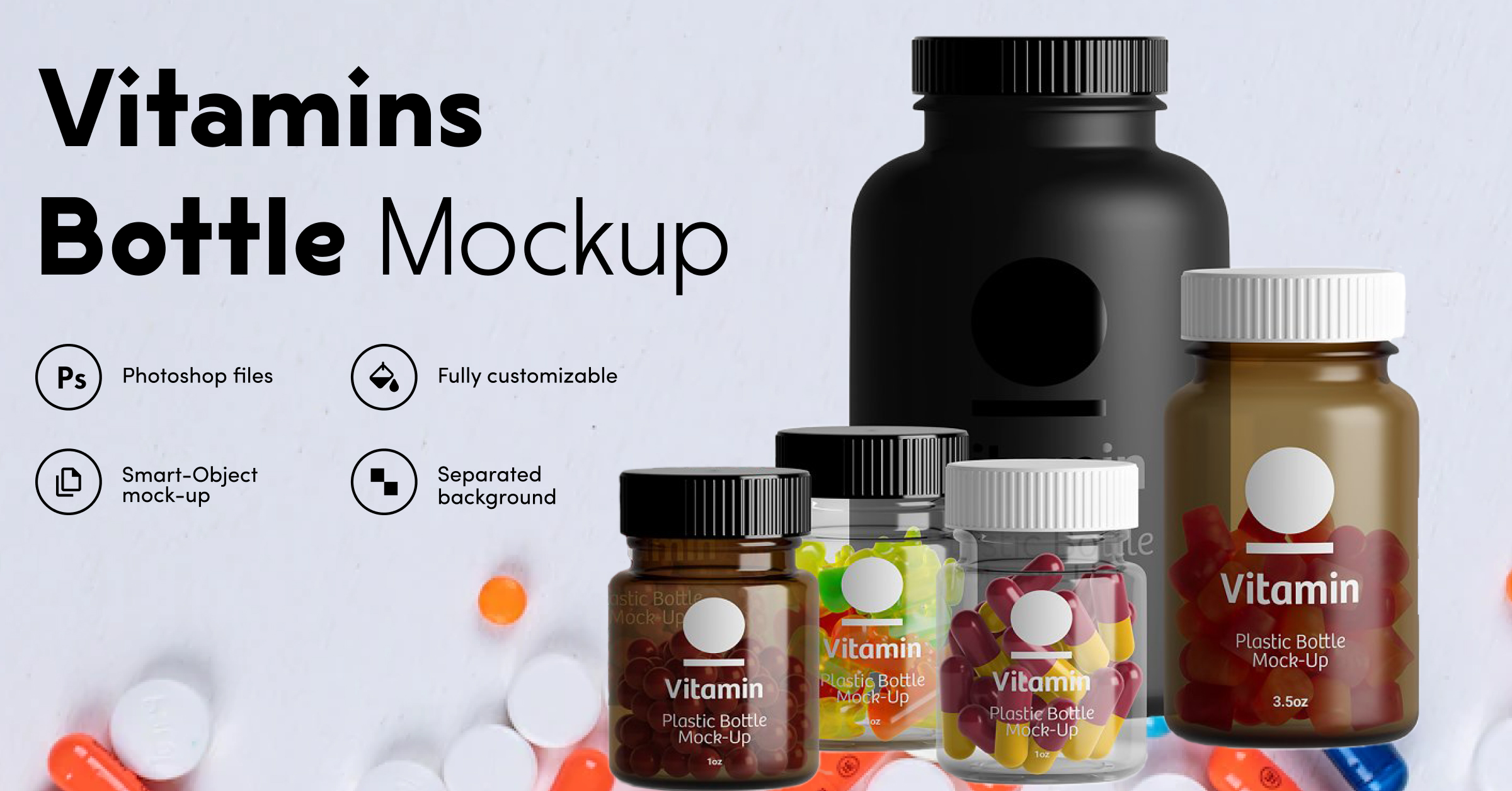 Vitamins Bottle Mockup – MasterBundles