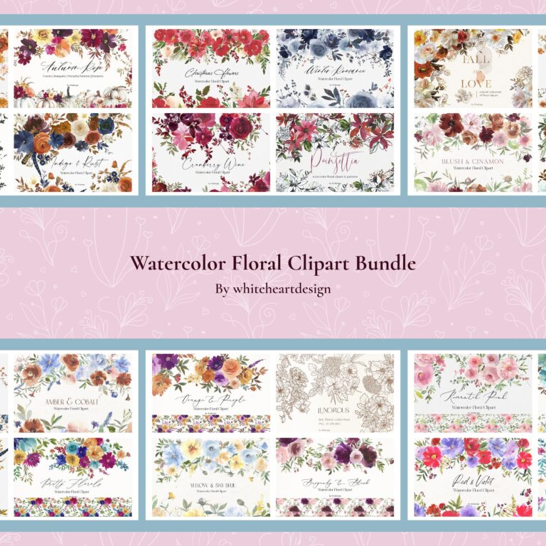 Boho Navy Peony Floral Clipart | Master Bundles