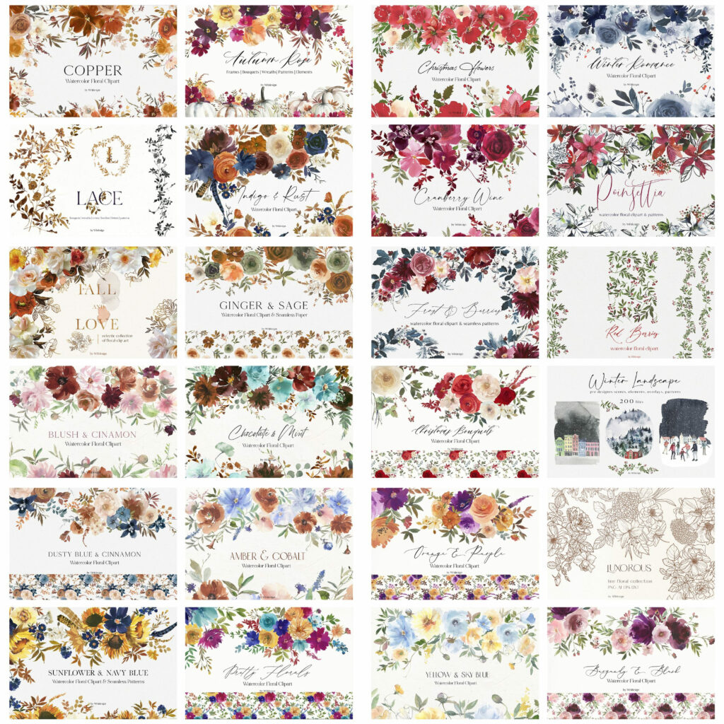 Watercolor Floral Clipart Bundle – MasterBundles