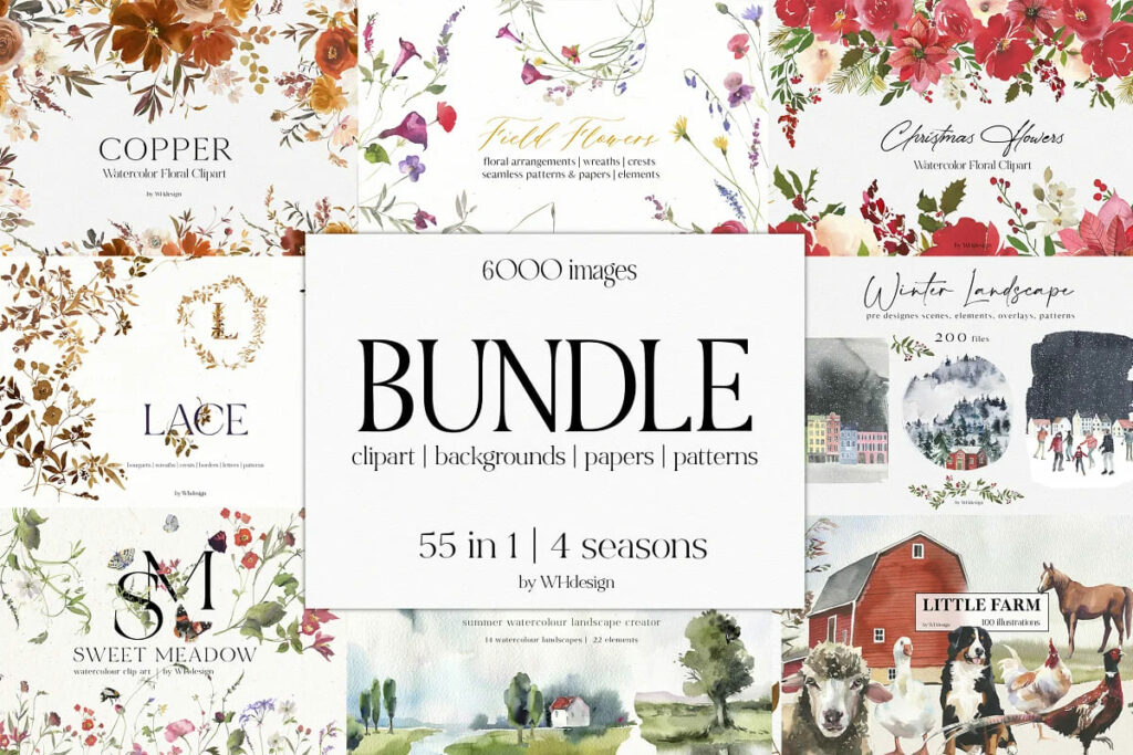 Watercolor Floral Clipart Bundle – MasterBundles