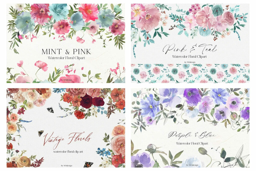 Watercolor Floral Clipart Bundle – MasterBundles