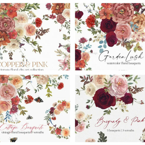 Watercolor Floral Clipart Bundle | MasterBundles