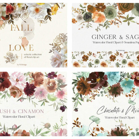 Watercolor Floral Clipart Bundle | MasterBundles