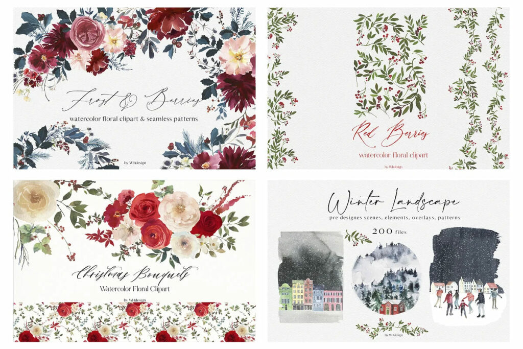 Watercolor Floral Clipart Bundle – MasterBundles