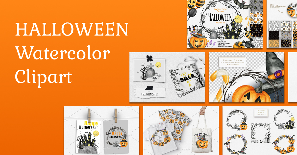 Hand Painted Watercolor HALLOWEEN Clipart – MasterBundles