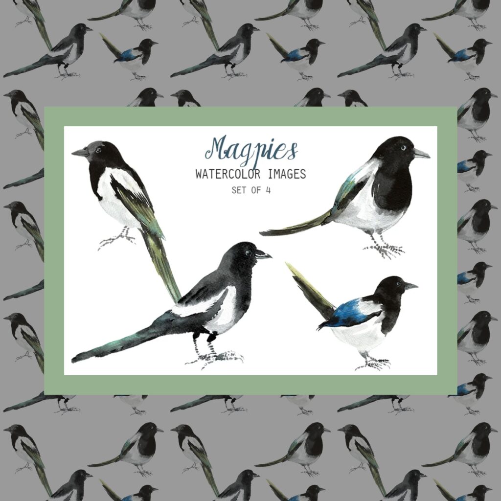 Watercolor Magpies Clipart – MasterBundles