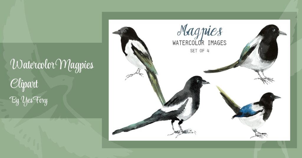 Watercolor Magpies Clipart – MasterBundles