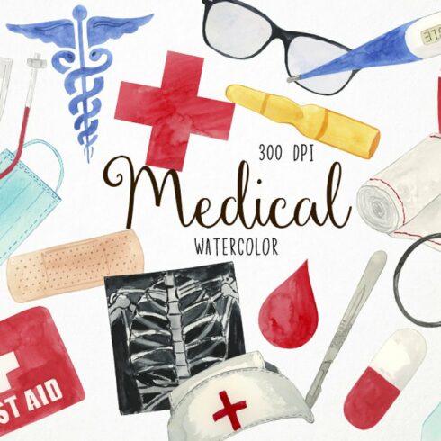 Watercolor Medical Clipart | Master Bundles