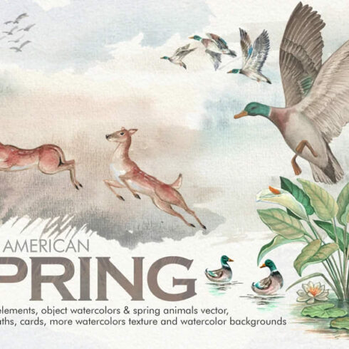 Watercolor North American Spring | Master Bundles