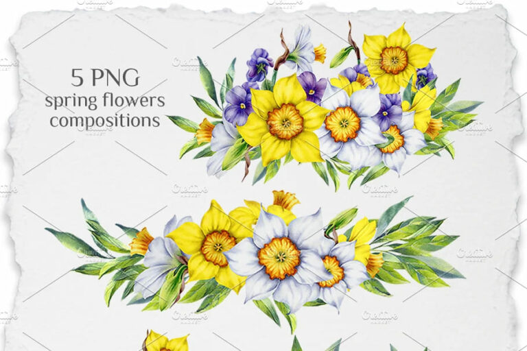 Watercolor Spring Flowers Set – MasterBundles
