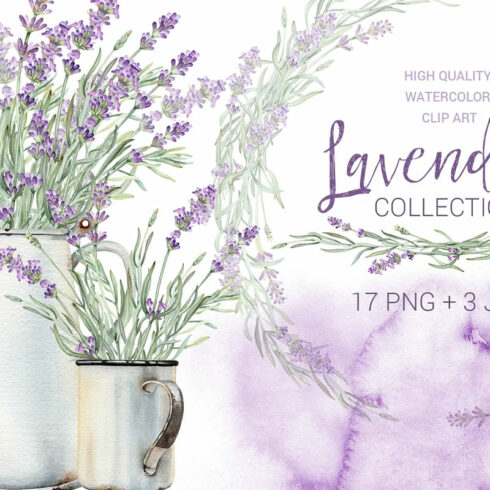 Watercolor Vintage Lavender Clip Art | Master Bundles