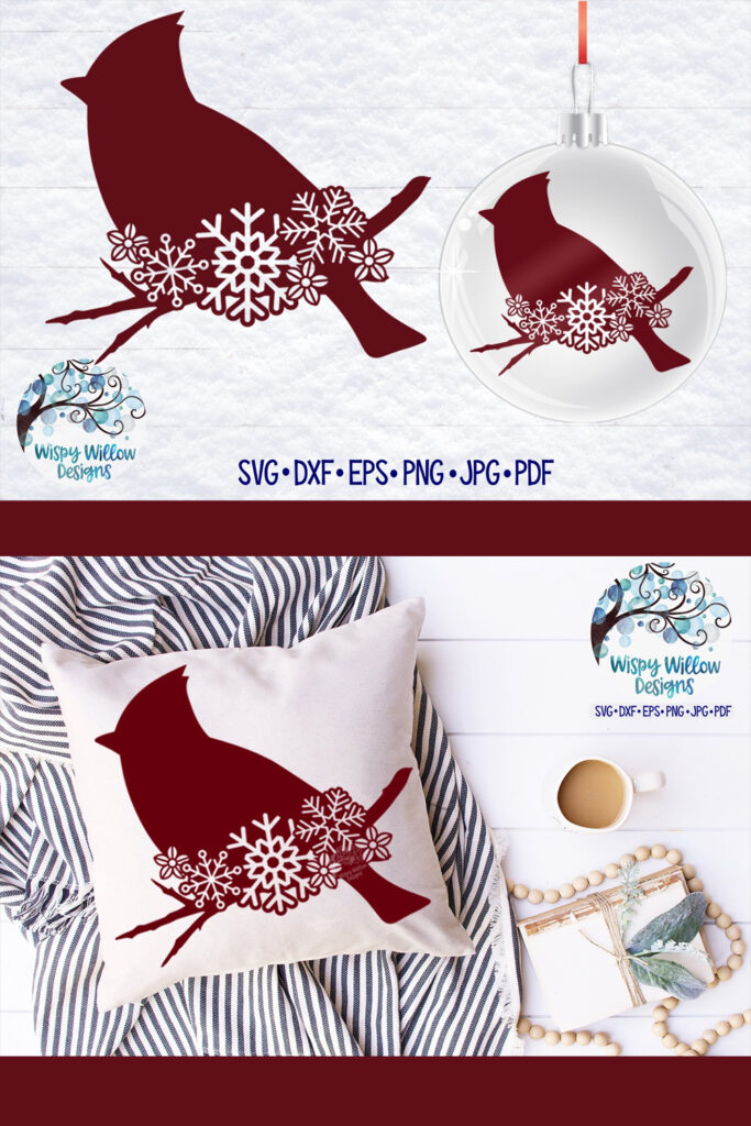 Winter Cardinal Mandala SVG Bird With Snowflakes Cut File – MasterBundles