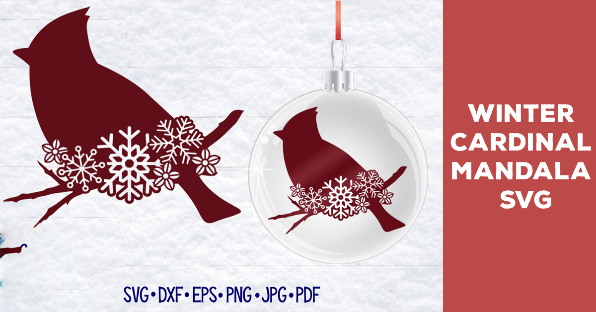 Winter Cardinal Mandala SVG Bird With Snowflakes Cut File – MasterBundles
