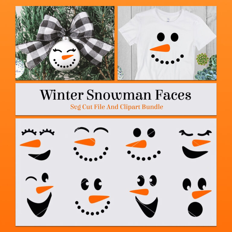 Winter Snowman Faces SVG Cut File And Clipart Bundle – MasterBundles