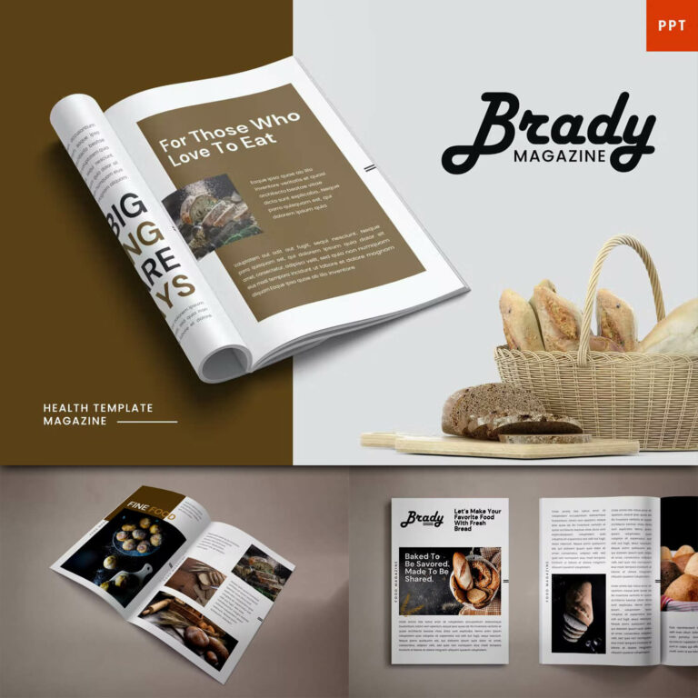 Brady - Foodie Magazine Powerpoint Template – MasterBundles
