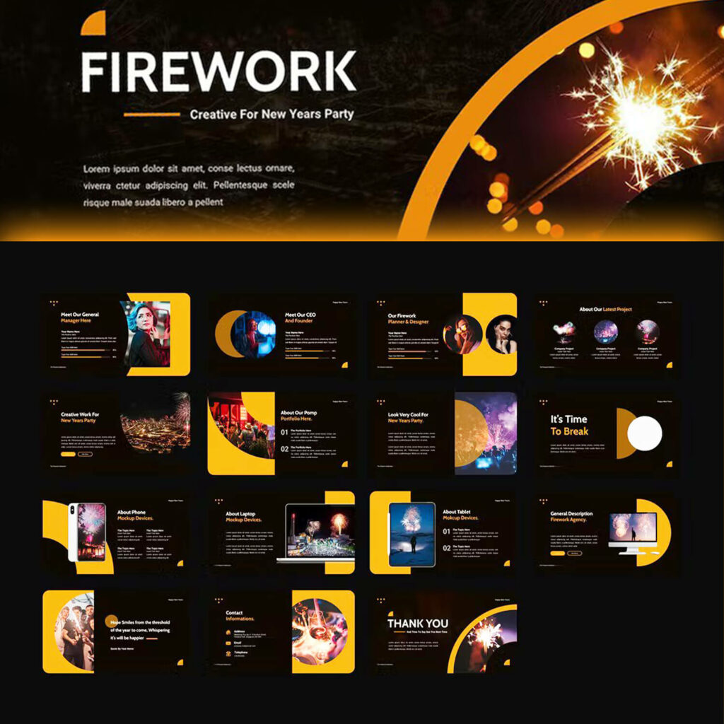 Firework New Years Party - PowerPoint – MasterBundles