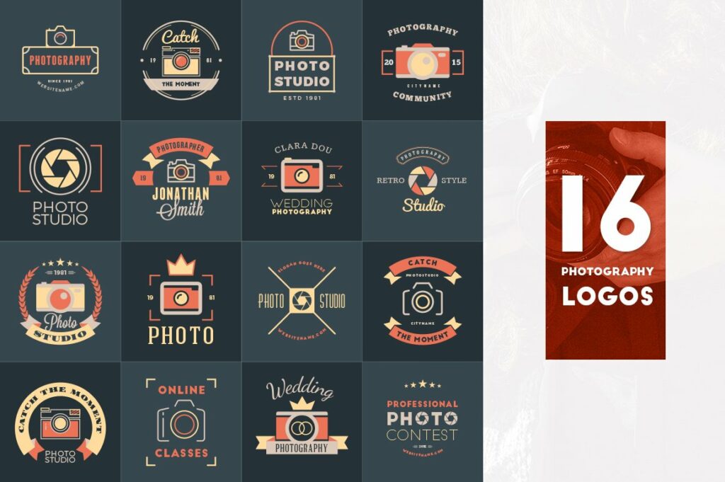Set Of 16 Photography Logos AI – MasterBundles