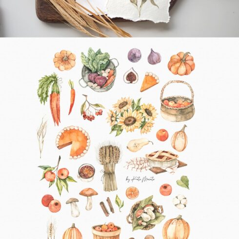 Watercolor Autumn Harvest | Master Bundles
