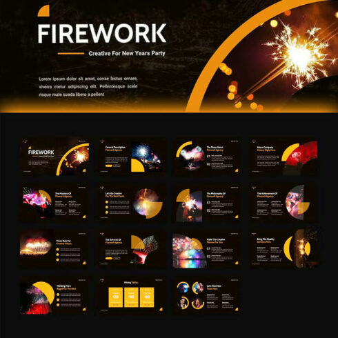 Firework New Years Party - PowerPoint – MasterBundles