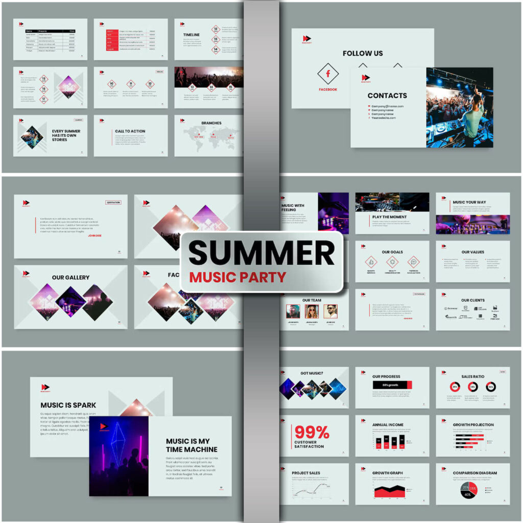 Music Party PowerPoint Presentation Template – MasterBundles