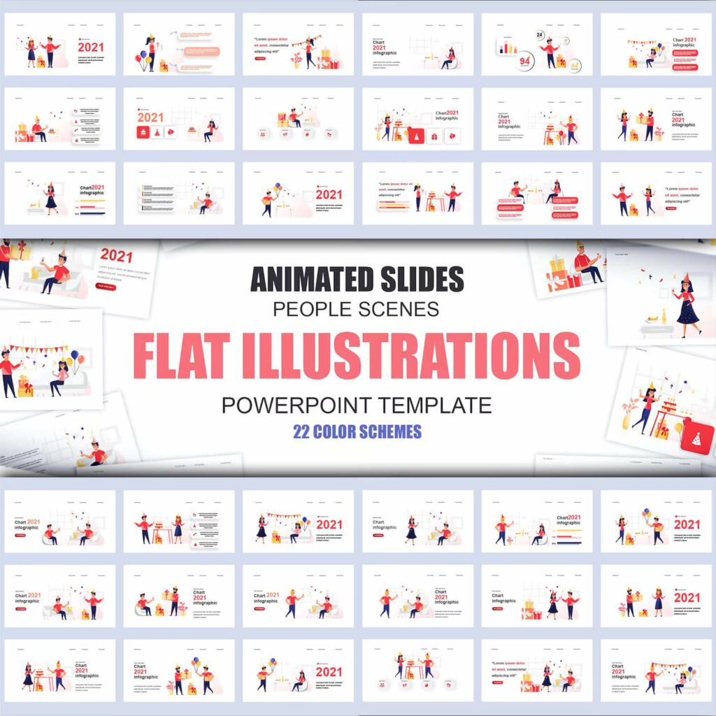 Party Flat Illustration Powerpoint Template – MasterBundles
